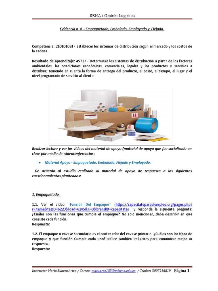 Evidencia # 4 - Empaquetado, Embalado, Flejado y Emplayado | PDF ...