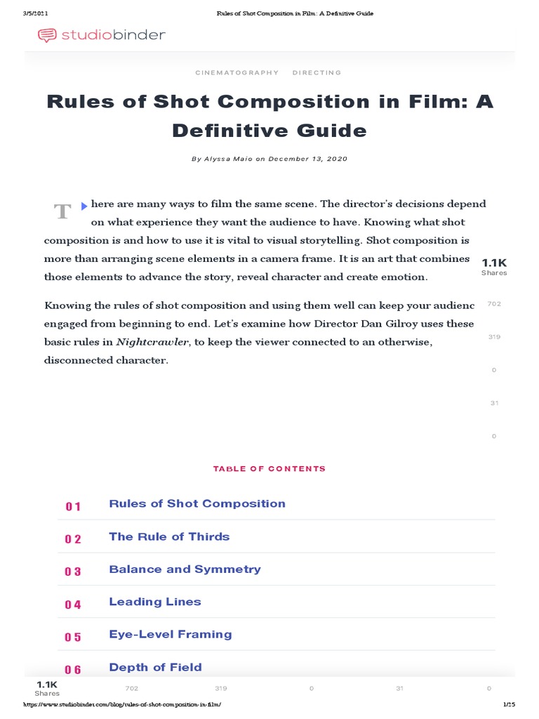 Rules of Shot Composition in Film - A Definitive Guide | PDF ...