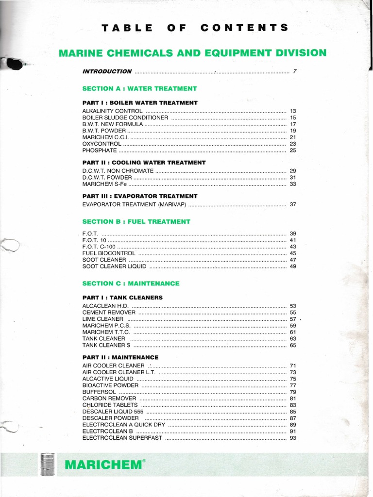 Marichem Chemicals | PDF | Water | Corrosion