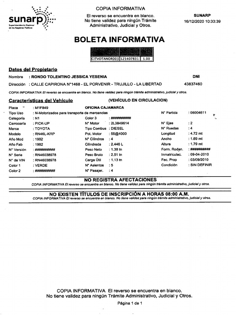 Boleta Informativa | PDF