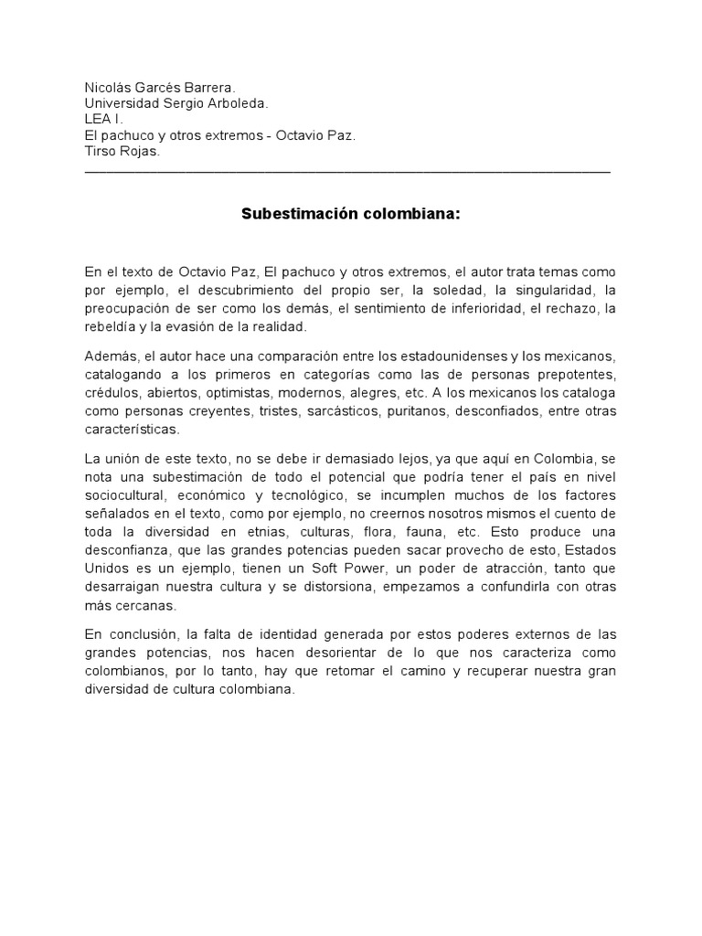 Intertexto - El Pachuco y Otros Extremos - Octavio Paz. | PDF ...