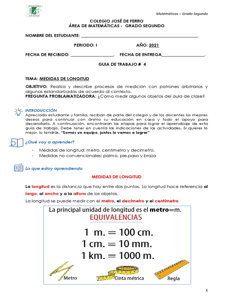 2° Guia #4 - Medidas de Longitud | PDF | Longitud | Science