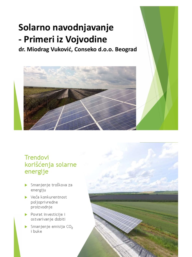 Solarno Navodnjavanje - Primeri Iz Vojvodine 2021 | PDF