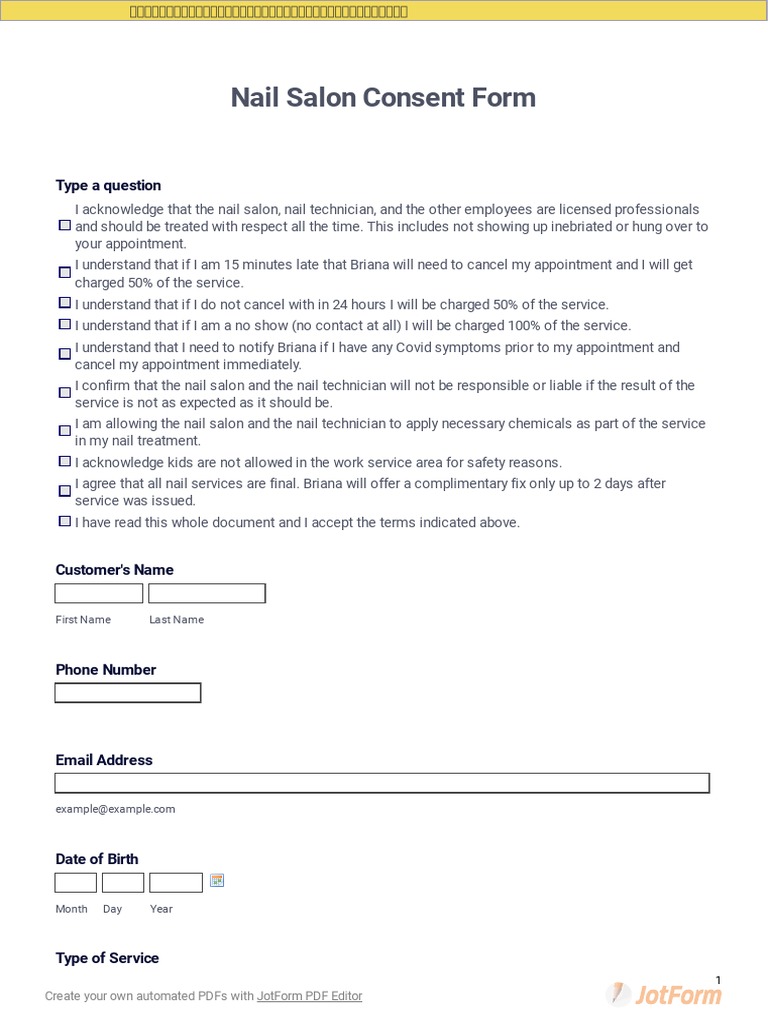 Nail Salon Consent Form | PDF