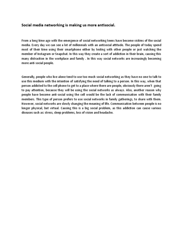 Social Media Networking Is Making Us More Antisocial | PDF