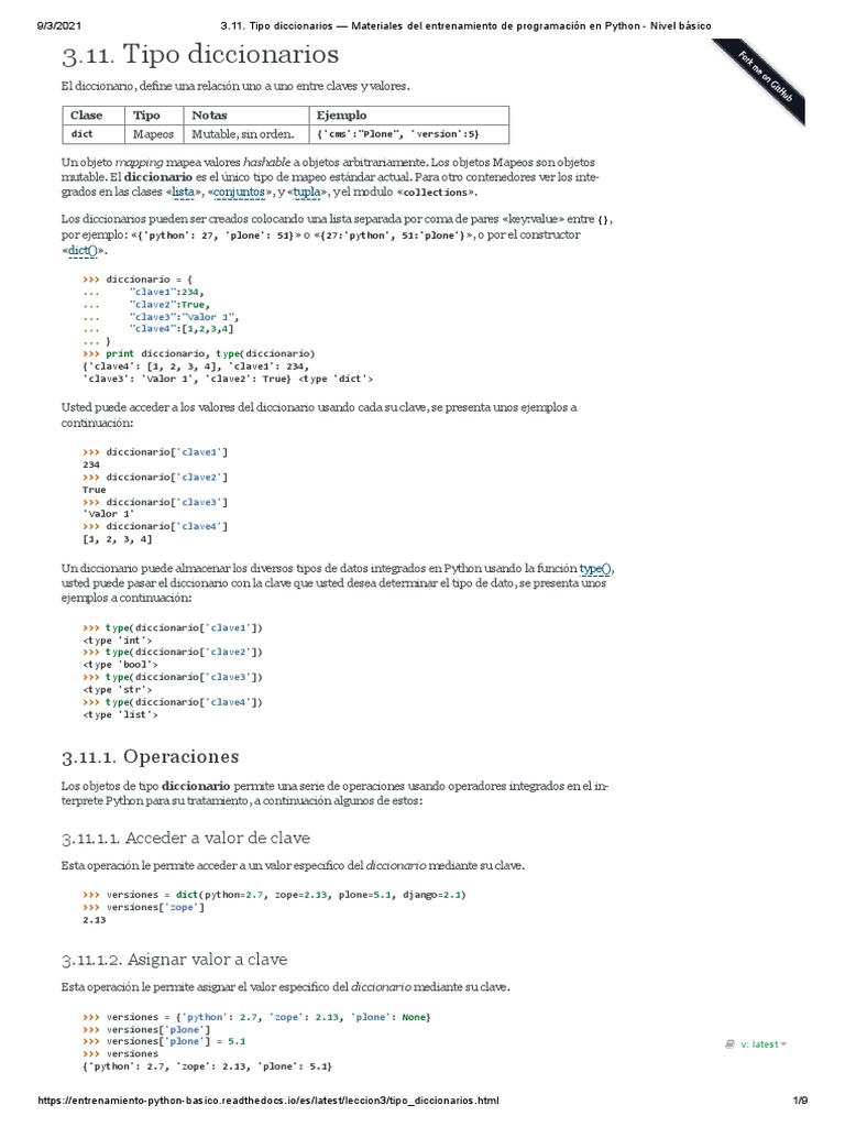 3.11. Tipo Diccionarios - Materiales Del Entrenamiento de Programación ...