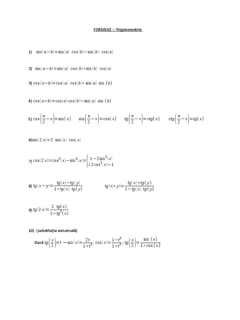 FORMULE - Trigonometrie | PDF
