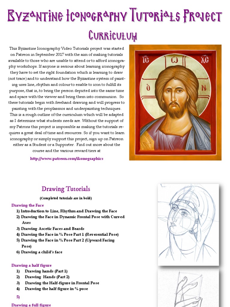 Byzantine Iconography Video Tutorials | PDF | Icon | Drawing