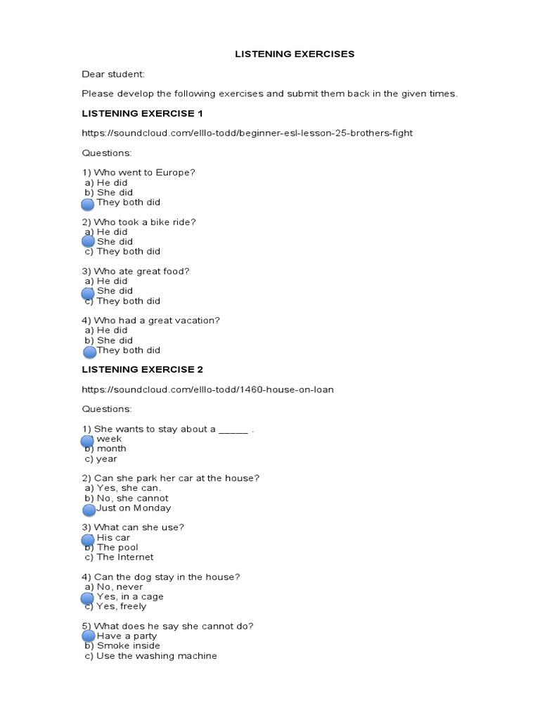 Simple Present Tense Listening Tasks | PDF | Meal | Foods