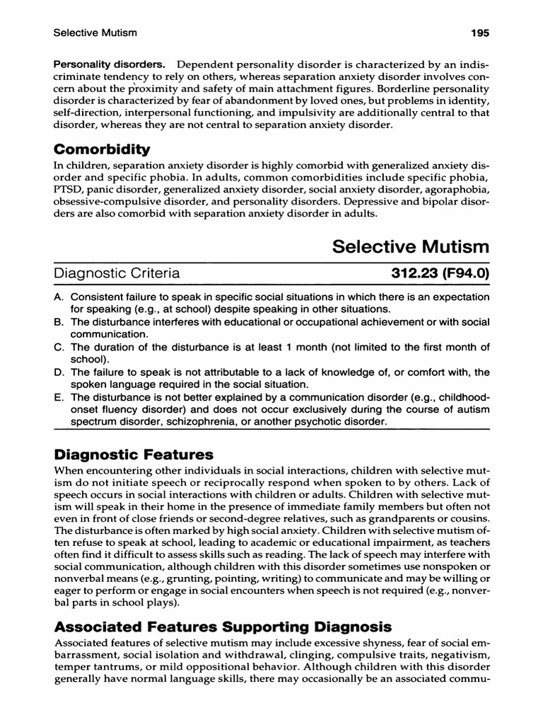 Selective mutism-DSM-5-233-235 | PDF | Anxiety Disorder | Mental Disorder