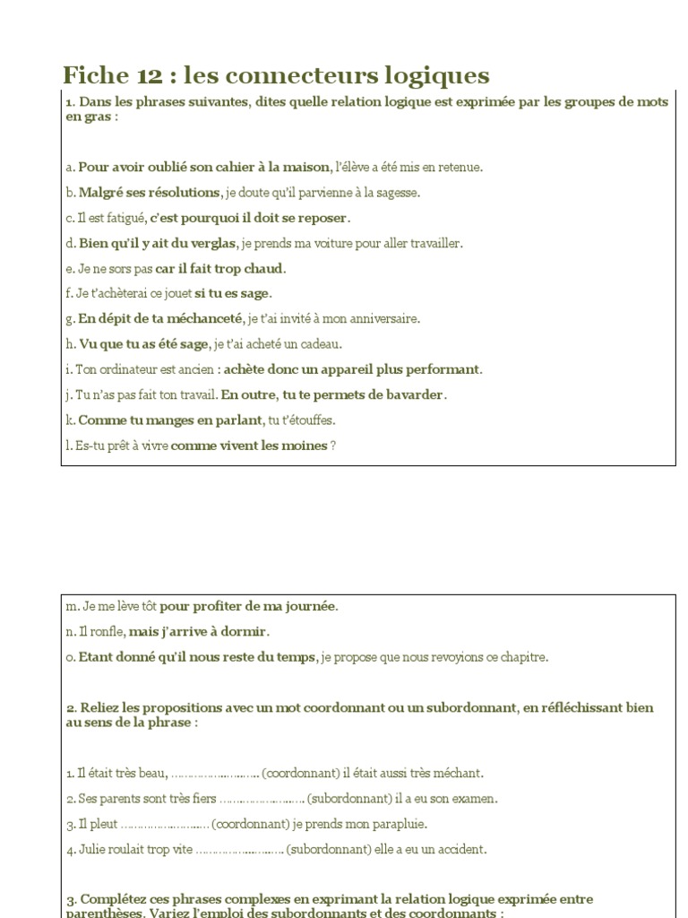 Connecteurs Logiques | PDF | Linguistique | Grammaire
