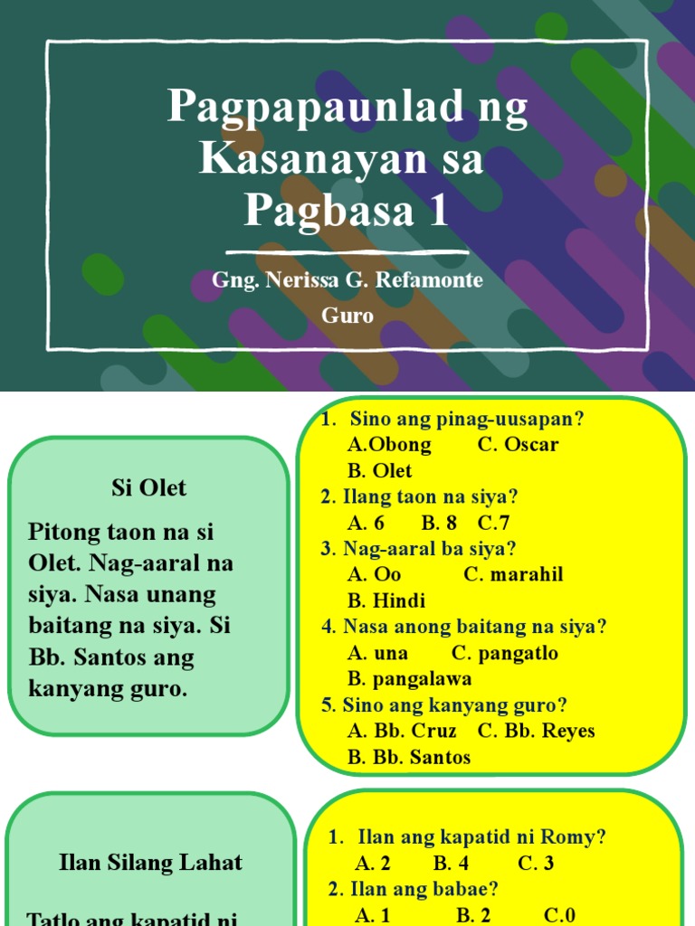 Pagpapaunlad NG Kasanayan Sa Pagbasa | PDF