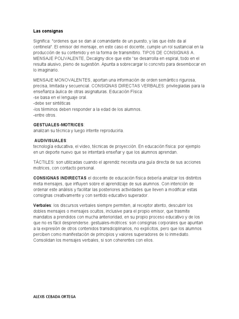 Tipos y ejemplos de consignas educativas | PDF | Comunicación ...