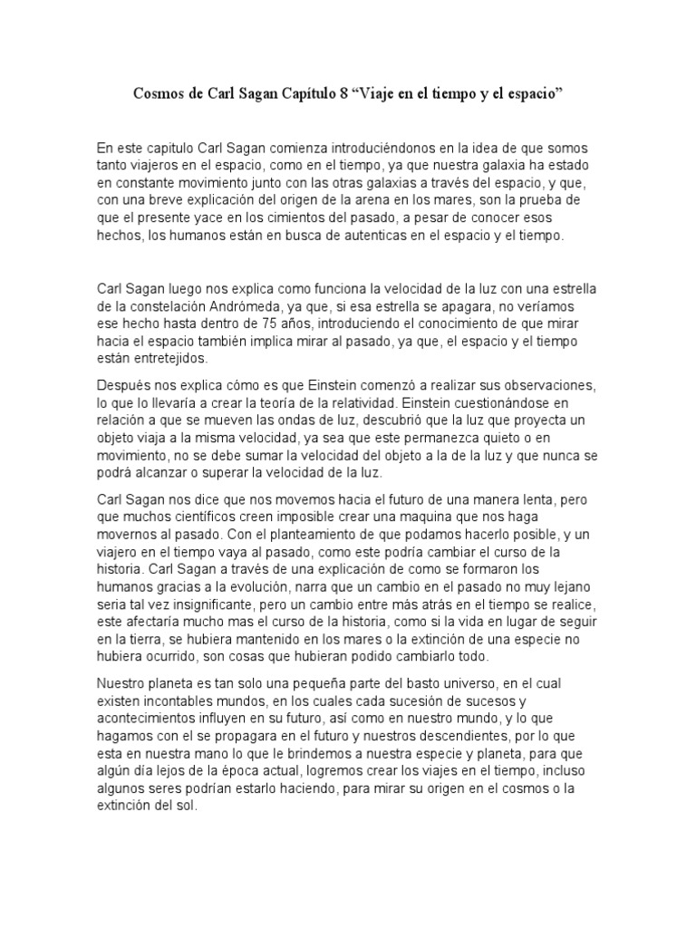 Resumen Cosmos | PDF | Viaje en el tiempo | Hora