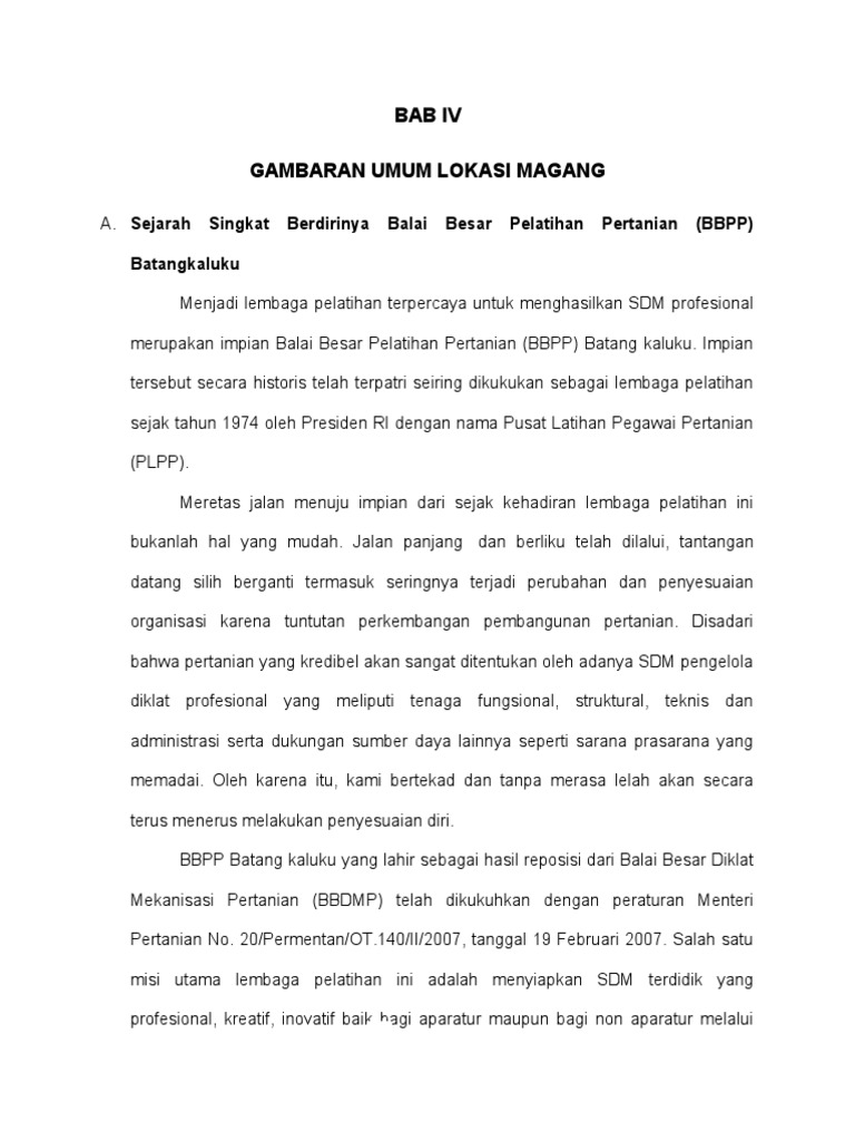 Bab Iv Gambaran Umum Lokasi Magang: Batangkaluku | PDF