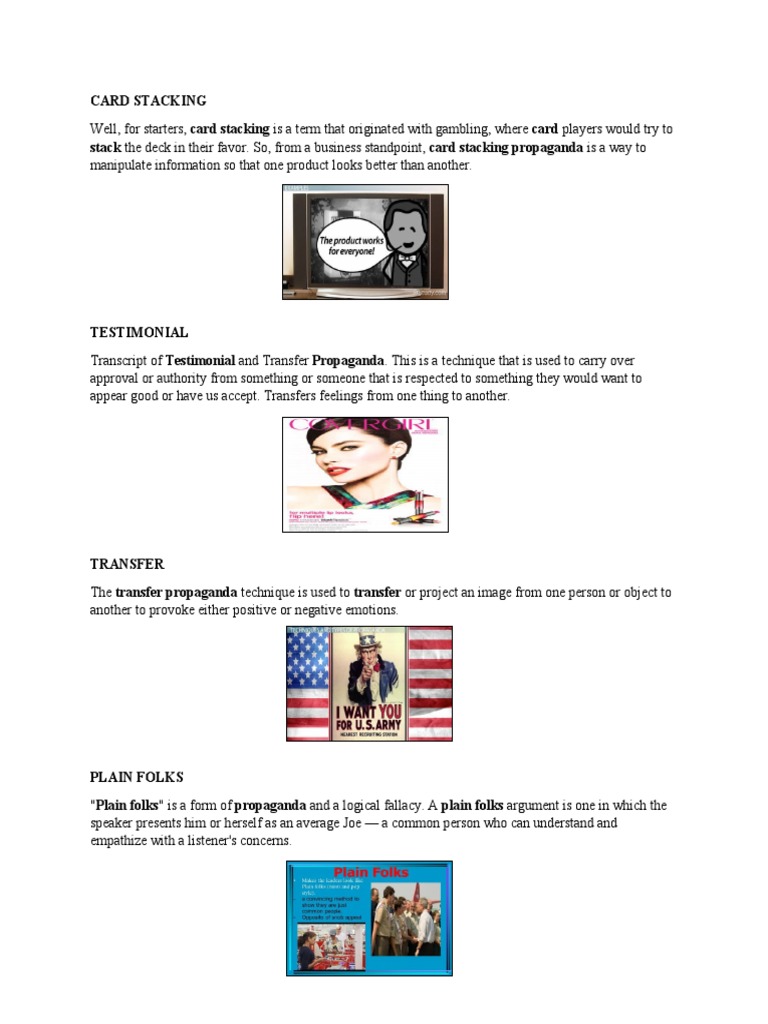 Card Stacking Stack The Deck in Their Favor. So, From A Business ...