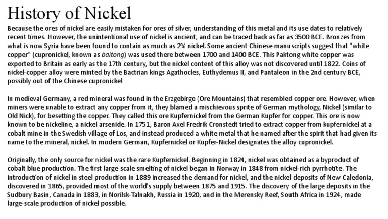 History of Nickel | PDF