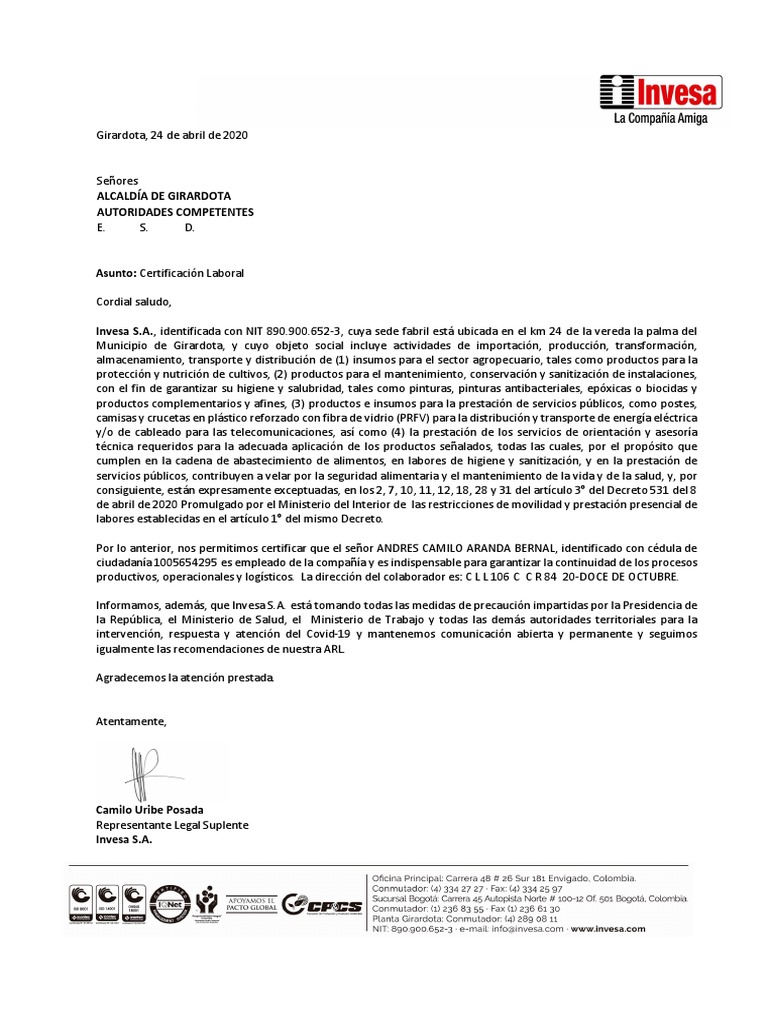 Andres Camilo Aranda Bernal | PDF | Seguridad alimenticia | Médico de ...