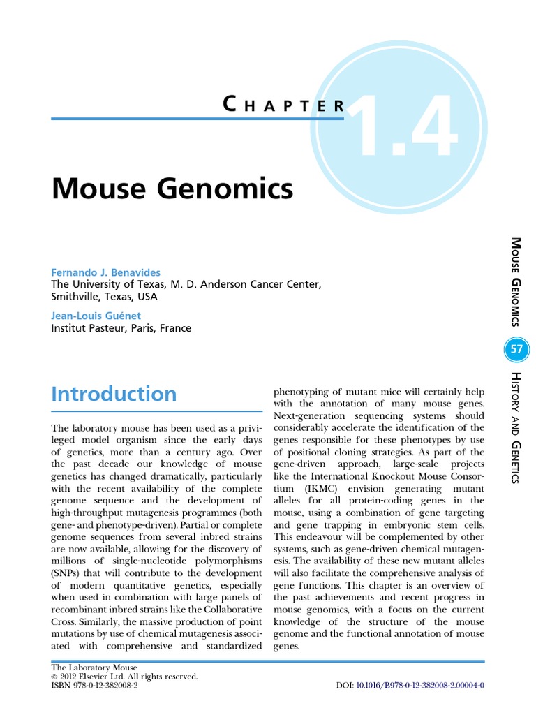 Chapter 1 4 Mouse Genomics 2012 The Laboratory Mouse | PDF