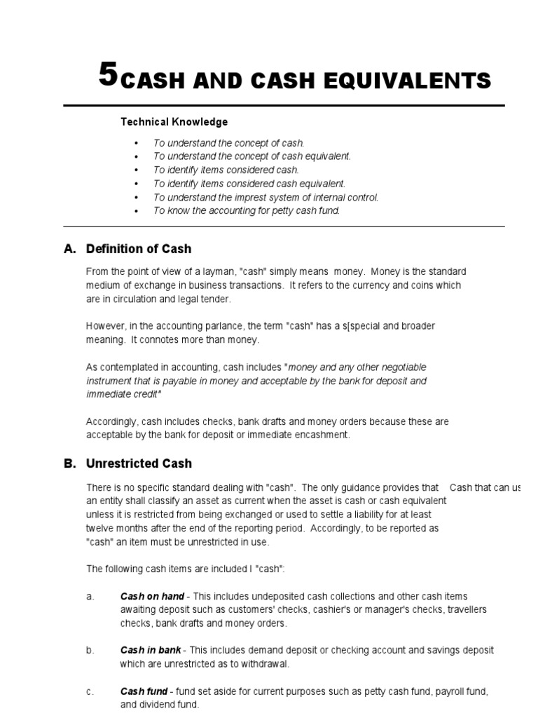 Understanding Cash and Cash Equivalents | PDF | Cheque | Debits And Credits