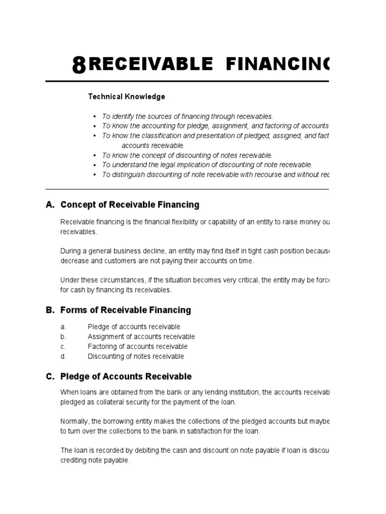 Understanding Receivable Financing Methods | PDF | Factoring (Finance ...