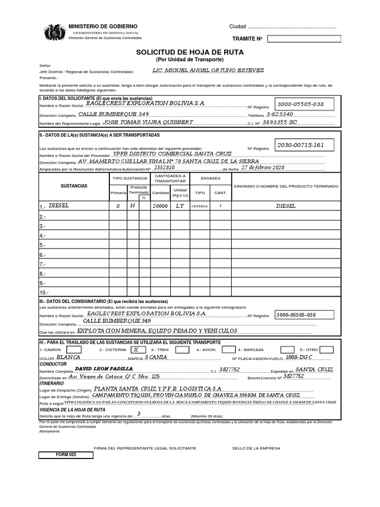 Form. Hoja de Ruta | PDF | Transporte | Naturaleza
