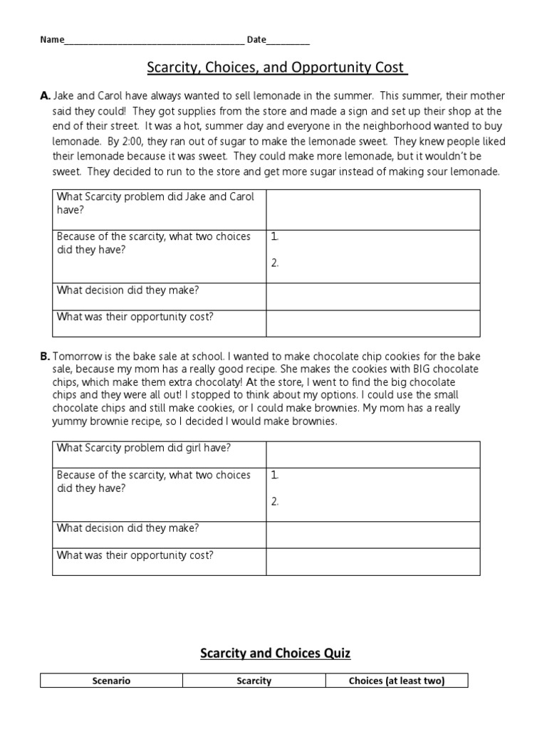 @assignment 1-Scarcity and Choices | PDF