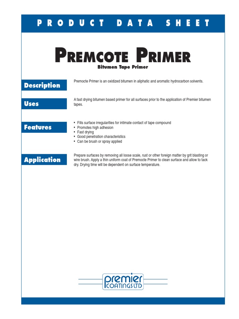Premier Coatings Premcote Primer | PDF | Materials | Industrial Processes