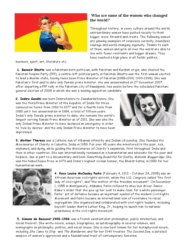 Women Who Changed The World Reading Comprehension Cuarto A Unidad 0 | PDF