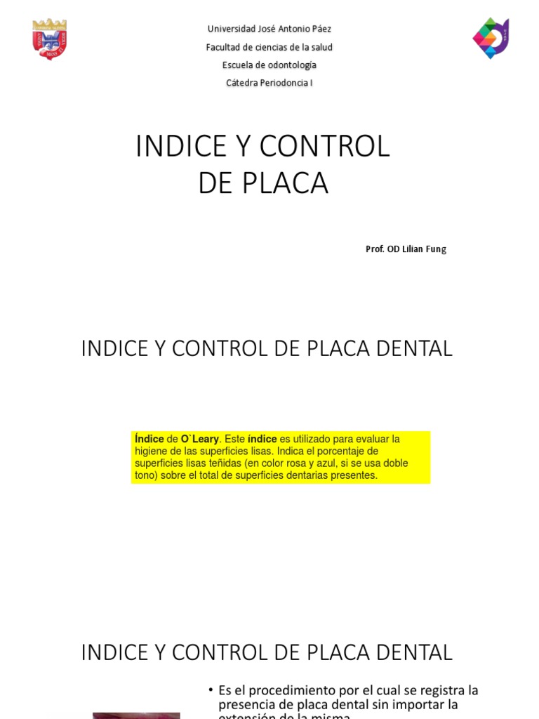 Indice y Control de Placa | PDF | Odontología | Ramas de Odontología