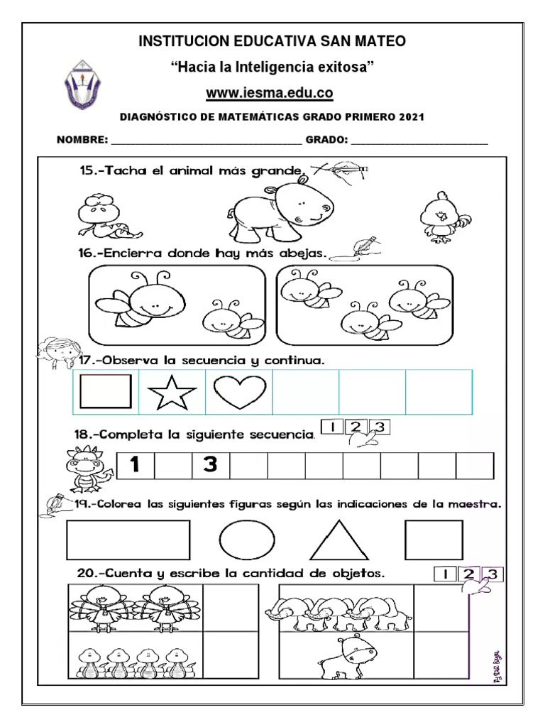 Diagnostico de Primero 2021 - Matematicas | PDF