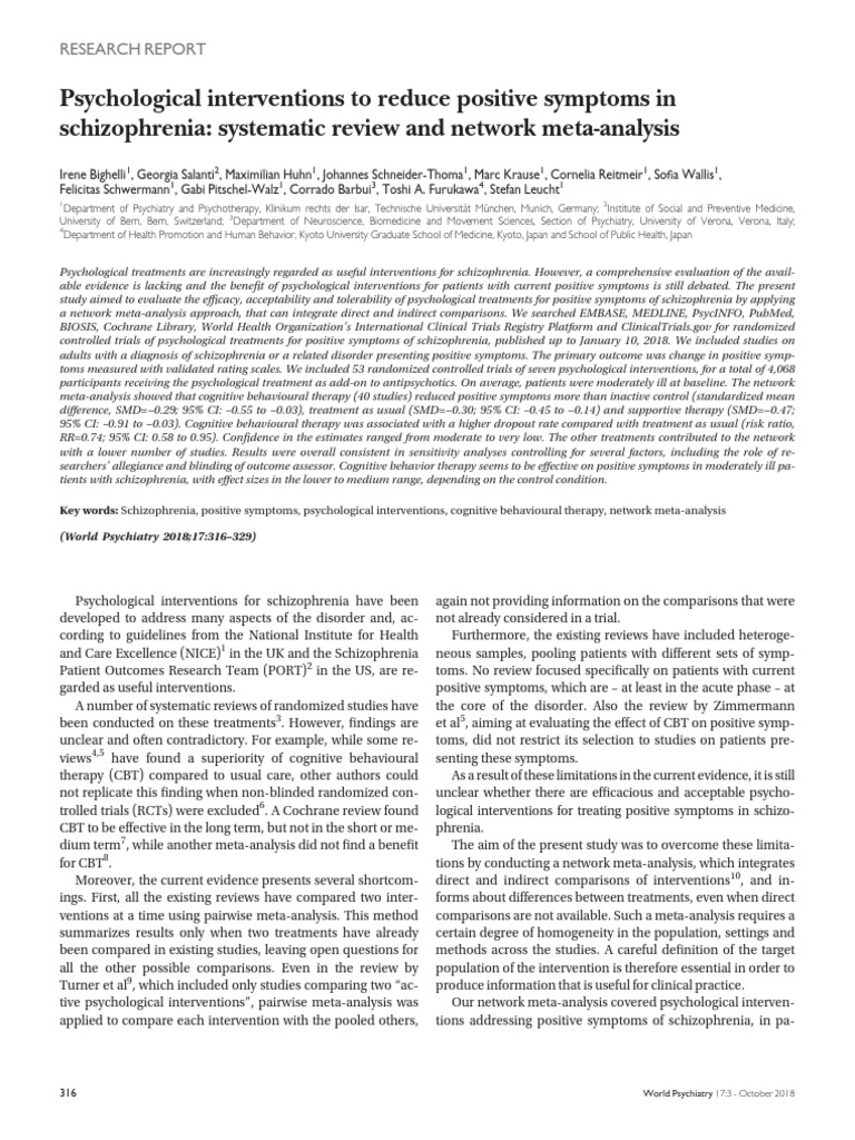 Metaanalisis CBT Vs Tau | PDF | Schizophrenia | Meta Analysis