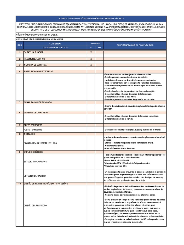 Evaluacion de Expediente Tecnico Ramon Castilla | PDF | Presupuesto | Naturaleza