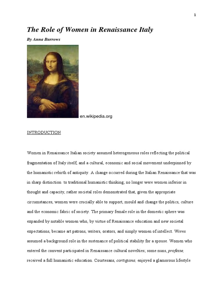 Women's Roles in Renaissance Italy | PDF | Renaissance | Marriage