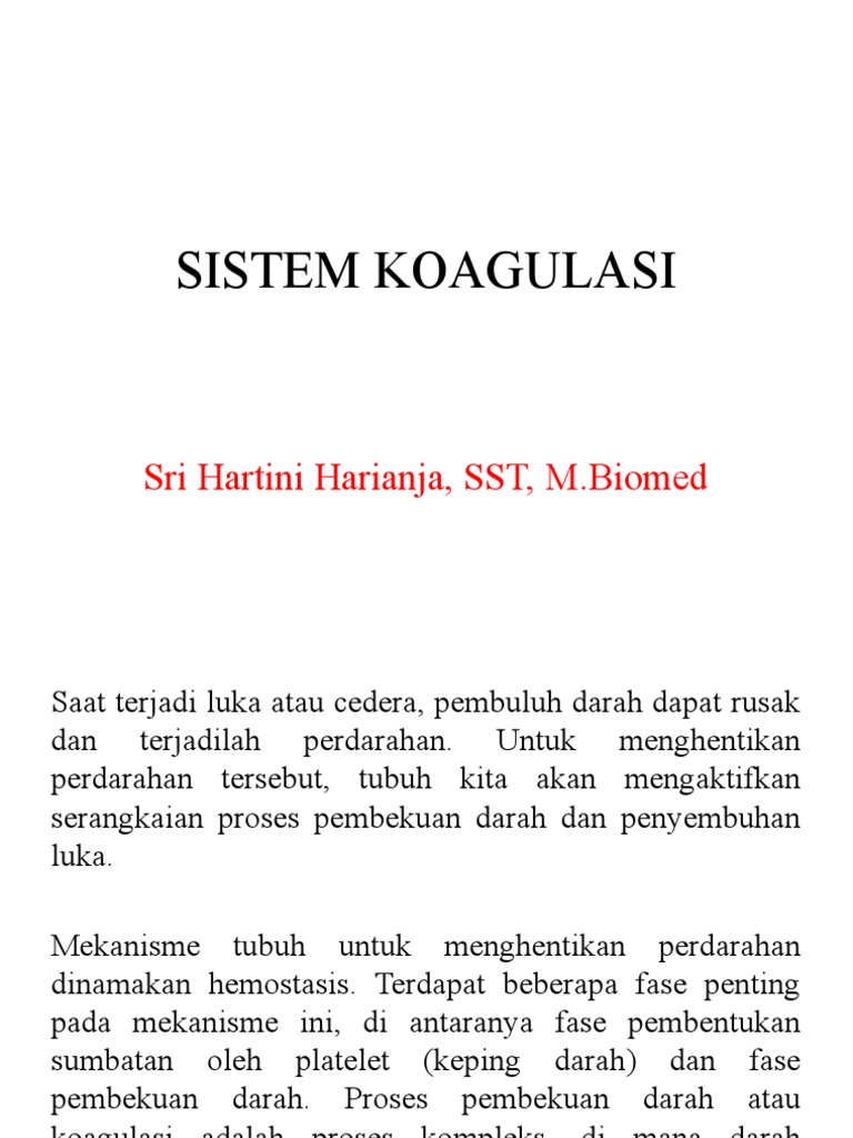 MEKANISME KOAGULASI DAN PEMERIKSAAN HEMOSTASIS | PDF