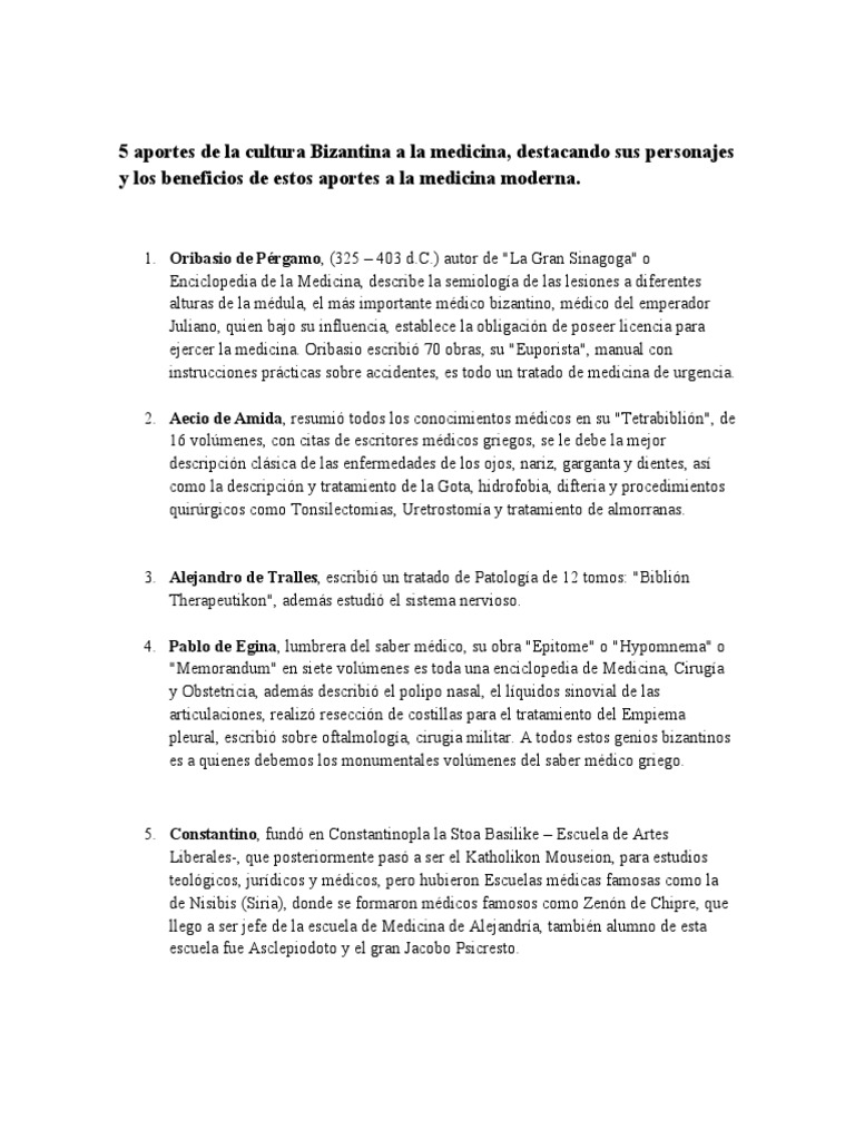Aportes bizantinos a la medicina moderna | PDF | imperio Bizantino ...