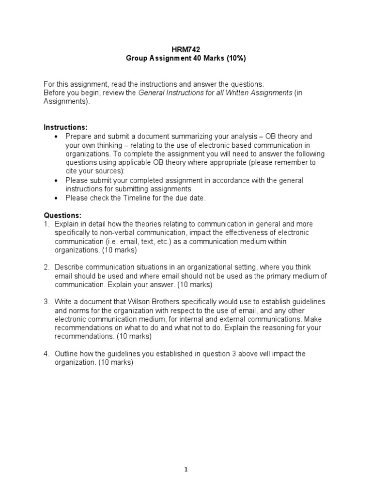 Group Assignment Instructions | PDF