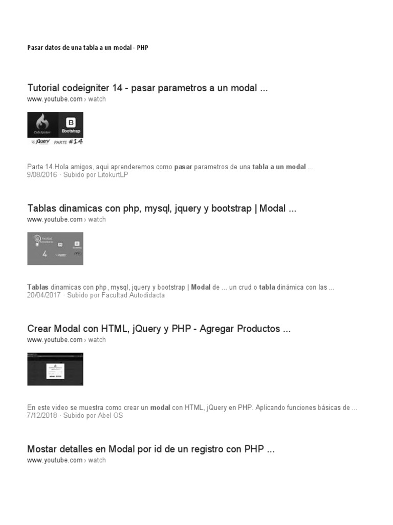 Pasar Datos de Una Tabla A Un Modal - PHP | PDF | Php | Mi sql
