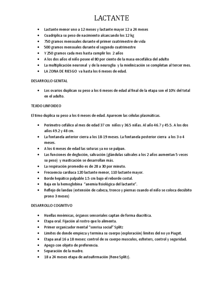 Etapas del Lactante: Desarrollo y Edades | PDF | Salud y bienestar