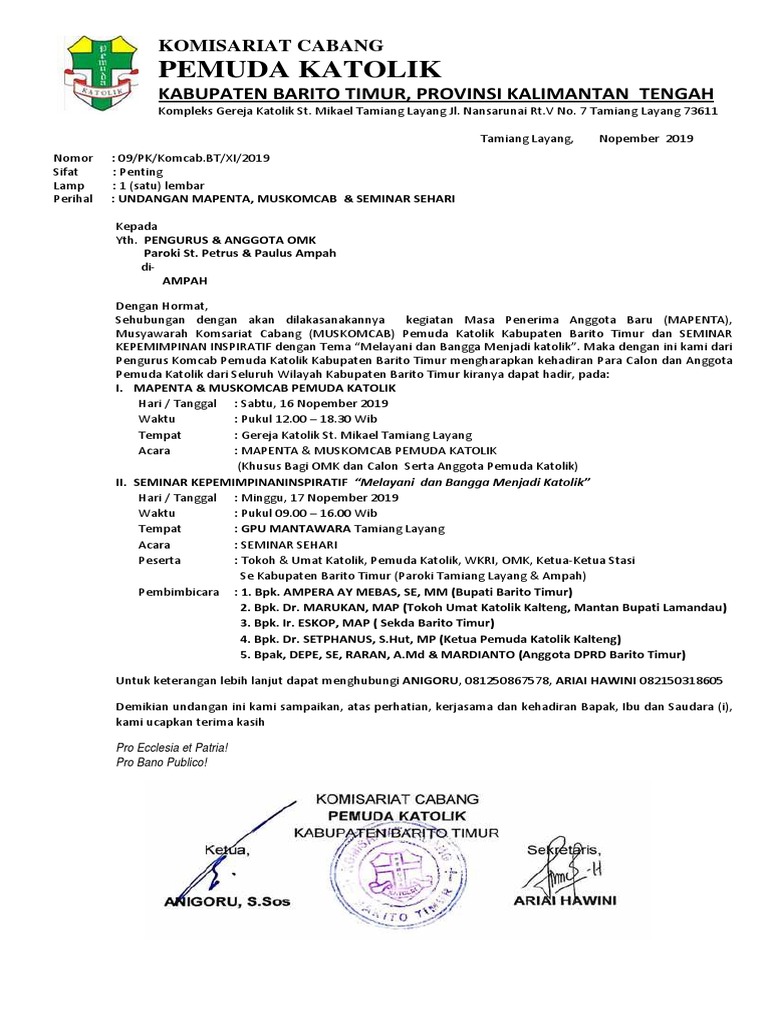 Undangan Mapenta Muskomcab - Omk Ampah | PDF