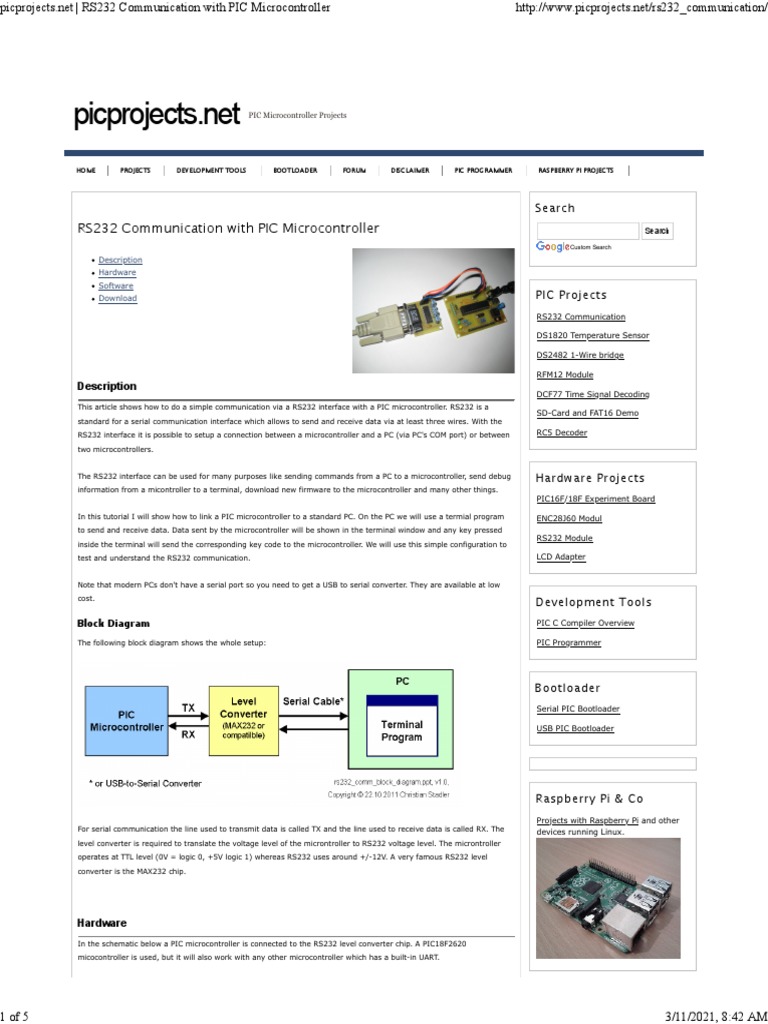 RS232 Communication With PIC Microcontroller | PDF | Microcontroller ...