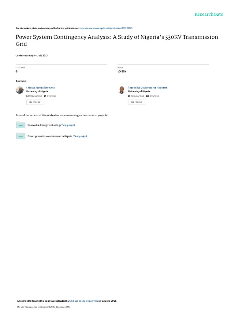 Power System Contingency Analysis | PDF | Electric Power Transmission ...