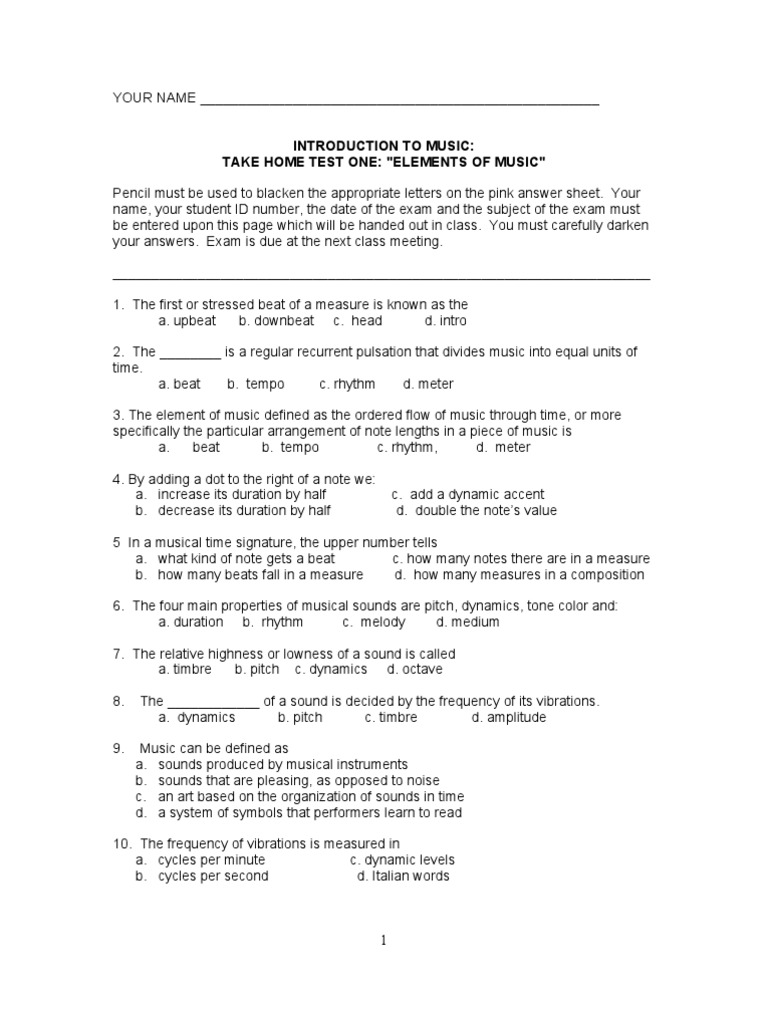Music Exam-Elements of Music | PDF | Chord (Music) | Tempo