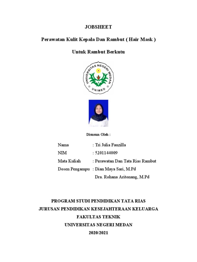 Jobsheet Hair Mask Untuk Rambut Berkutu - TR - B20 - Trijuliafauzilla | PDF
