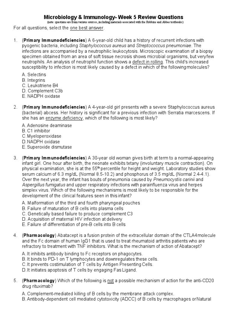 Immunology Multiple Choice Questions | PDF | Immune System | T Cell