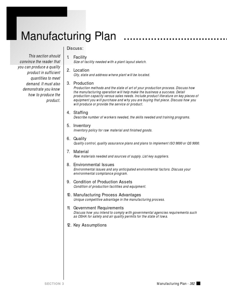 Comprehensive Manufacturing Plan Overview | PDF | Iso 9000 | Quality ...