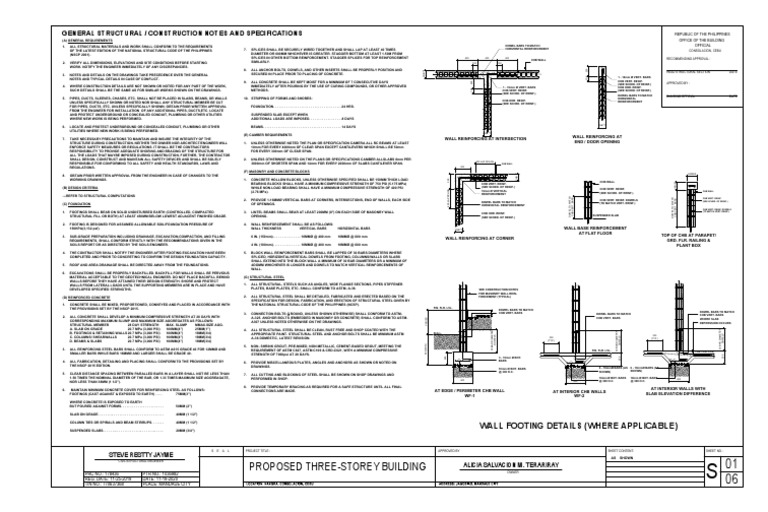 Proposed Three-Storey Building: General Structural / Construction Notes ...