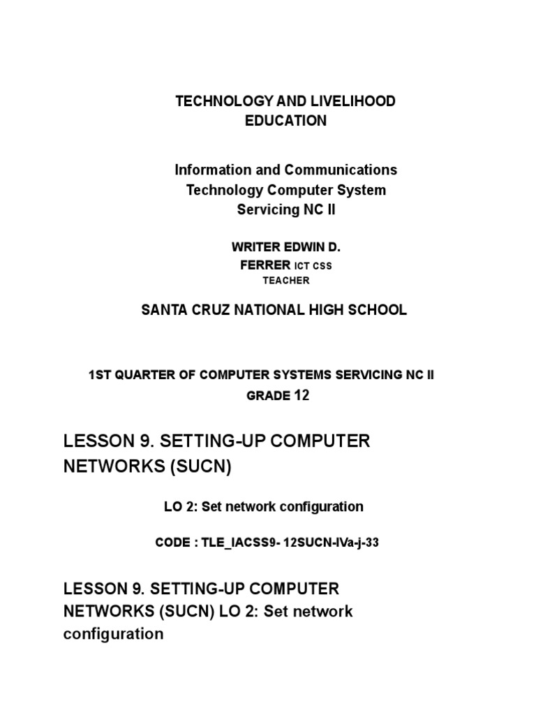 g12 Css 1st QTR SLM - Edf | PDF | Computer Network | Ip Address