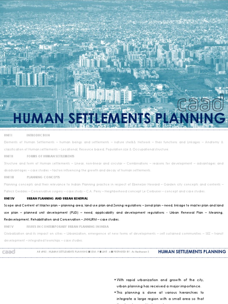 Ar 6902 - TS - Human Settlements Planning - Unit Iv | PDF | Urban Planning | Nature