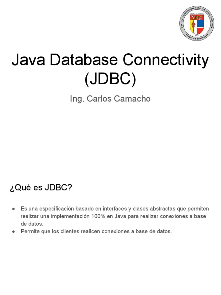 JDBC | PDF | Java (lenguaje de programación) | Bases de datos